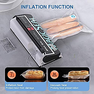 Magic Seal MS175 Vacuum Sealer Machine for Food Preservation, Nozzle Type, Compatible with Smooth Flat Bags or Mylar Bags, Extra-Wide Bar, Adjustable Vacuum and Sealing Time, Automatic and Manual Mode