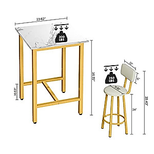 AWQM Table, 3-Piece Set, White & Gold