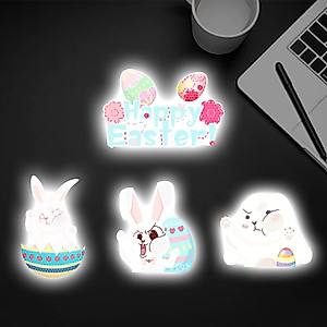 4 Pcs Reflective Bunny Car Scratch Stickers Window Clings Easter Car Decoration Stickers -Vesvory Cute Eggs Bunny Window Clings Refrigerator Stickers Easter Decoration Accessories