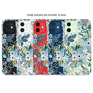 Rifle Paper Co - Case for iPhone 12 Mini (5G) - 10 ft Drop Protection - Gold Foil Elements - 5.4 Inch - Garden Party Blue