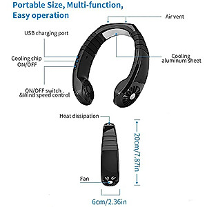 Honsy Portable Personal Air Conditioner Neck Fan Semiconductor Cooling Bladeless Neck Fan for Women Men, Wearable Ac Ice Cooler Rechargeable Outdoor Neck Fan