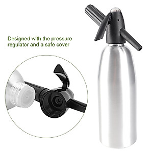 1 Liter Soda Maker,Home Soda Water Siphon Alloy Soda Sparkling Water Maker Fizzy Soda Machine for Fresh Soda Water, Cocktails, Hard Seltzers(Silver)