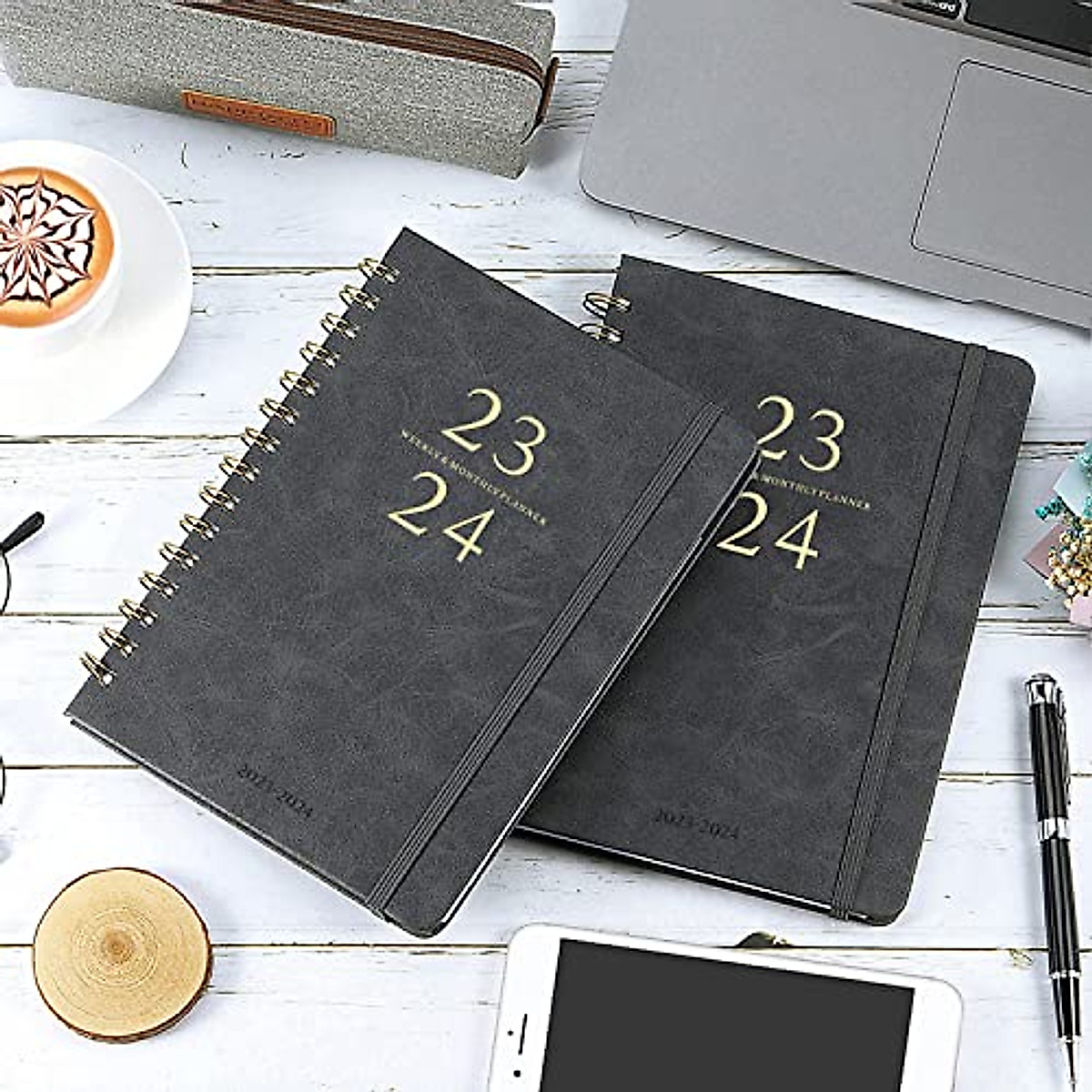 Planner 2023-2024 - Weekly & Monthly 2023-2024 Planner with 12 Monthly Tabs, July 2023 - June 2024, 6.3" x 8.4", Flexible Hardcover, Thick Paper, Inner Pocket - Grey