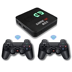 JAOCDOEN Retro Game Console, Wireless 2.4G Game Consoles Dual System Console, Classic Game Consoles Built-in 6700 Games Video Game Player with 2 Wireless Controllers