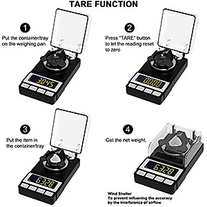 Milligram Scale 50g / 0.001g, Reloading Scale with 2X 20g Calibration Weight, High Precision Jewelry Scale with Large LCD Display, MG Scale for Gold Medicine Powder, Battery Included