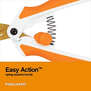 Fiskars Scissors 190520-1001 Titanium Micro-Tip Easy Action Scissors, 6 Inch, Orange