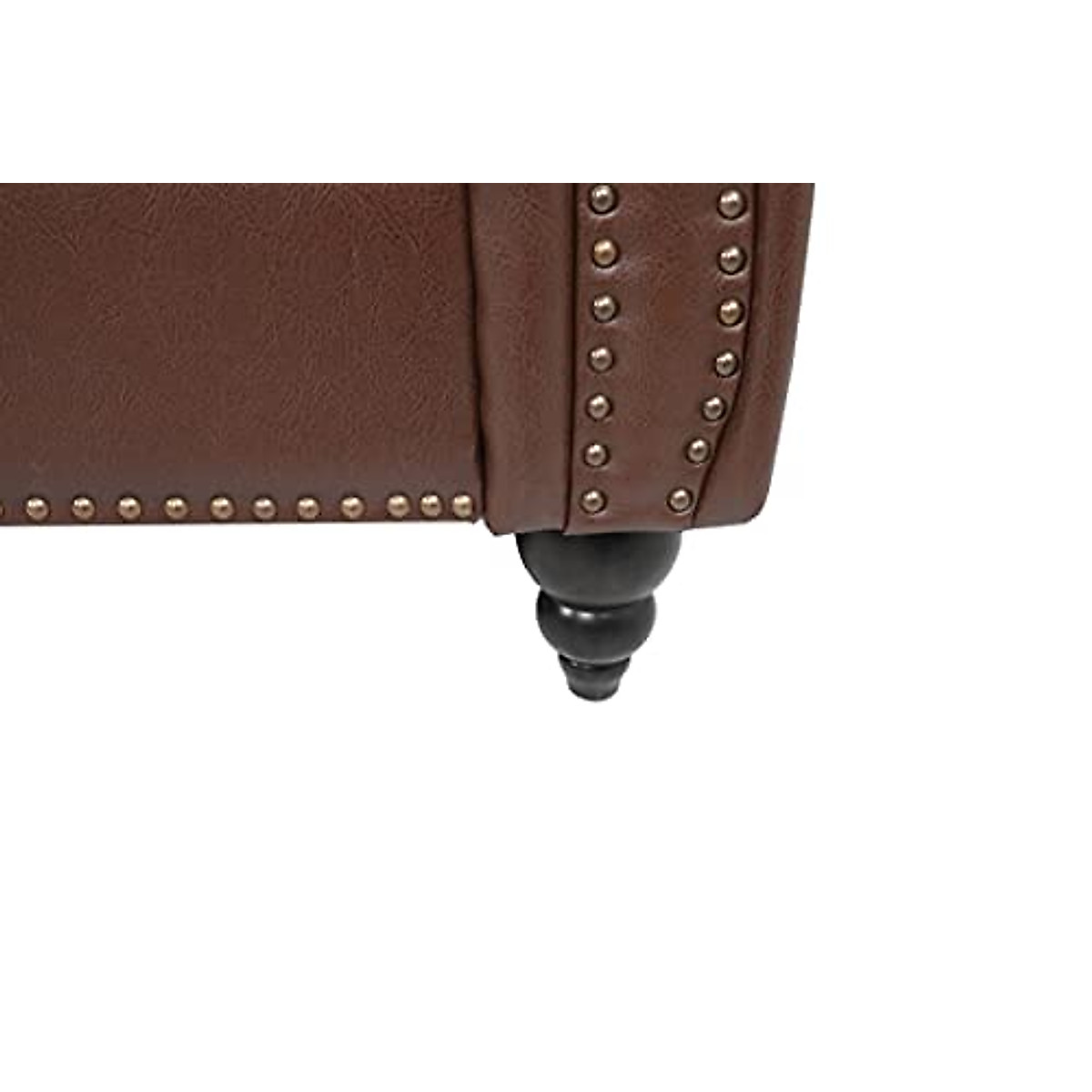 ONCIN Chesterfield Sofa for Living Room, 3 Seater Sofa Couch Faux Leather Fabric Home Seating Couch Sofa for Home Furniture (Dark Brown)