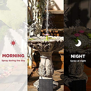 Ottertata Solar Fountain Pump for Bird Bath, 1.4W Solar Bird Bath Fountains with13 Nozzles, Free Standing Solar Water Fountain for Pond, Pool, Fish Tank, Aquarium and Garden