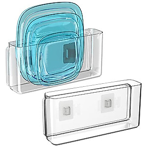 NiHome Acrylic Wall Mount Storage Container 2PCS Cabinet Organizer 8.66x4.72x2.16 Inch Clear Plastic Kitchen Panty Bathroom Storage Cabinet Door Organizer (Clear)