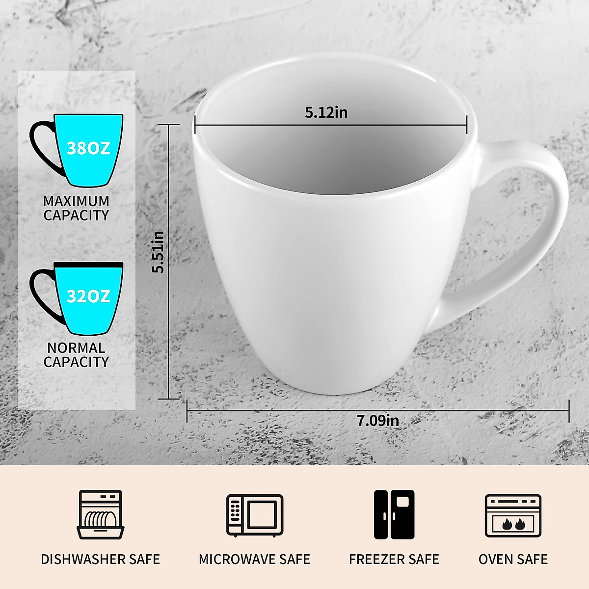 CAILIDE 39oz Large Coffee Mug Ceramic Tea Cup for Office and Home Big Capacity with Handle set of 2