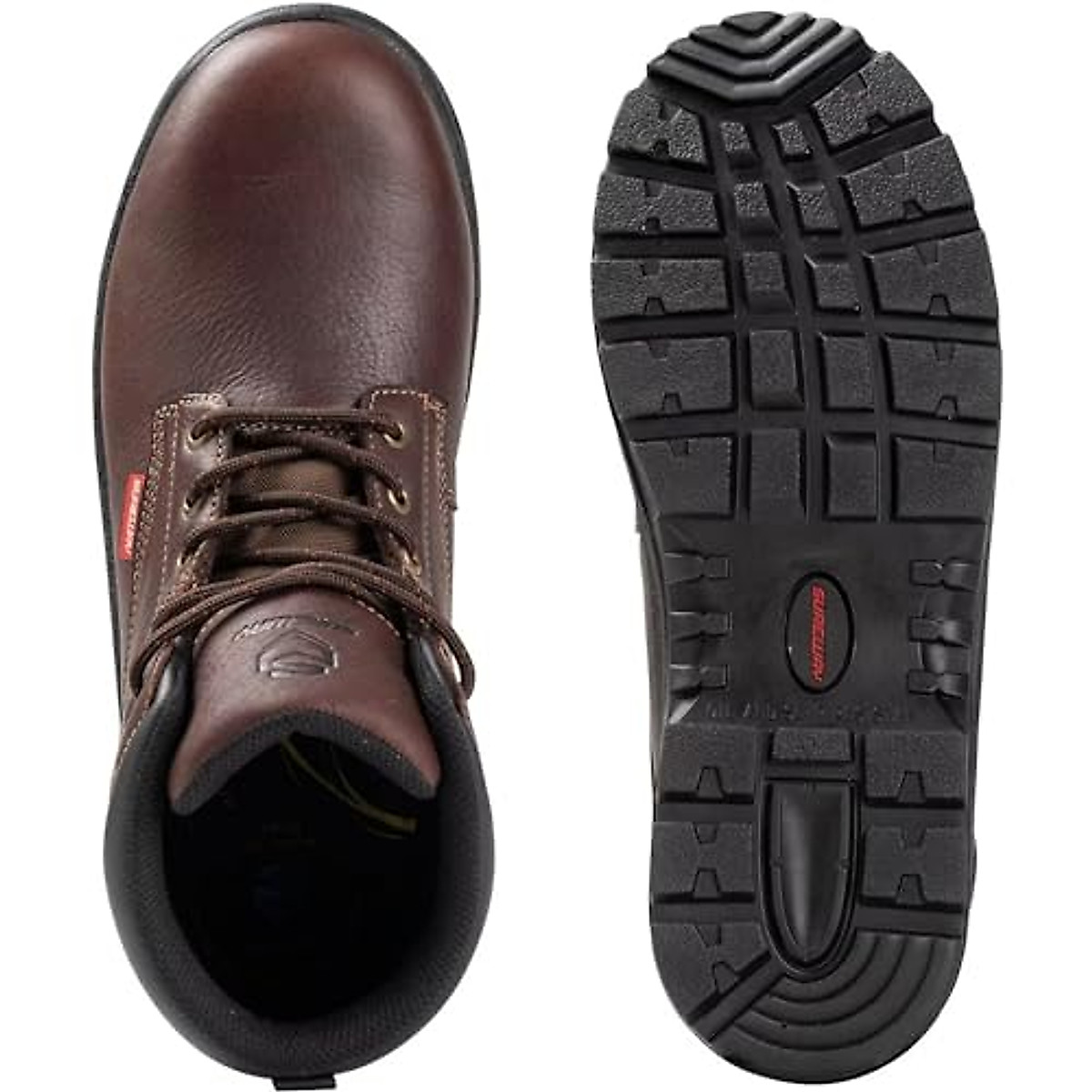 SUREWAY Mens Waterproof Soft/Steel Toe Work Boots/Shoes for Men,Full-Grain Leather,Oil/Slip Resistant,Lightweight,Anti-Fatigue for Standing/Walking All Day Long,Steel Toe Brown,Size 9.5