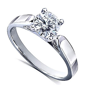 Kobelli Round Moissanite Solitaire Engagement Ring 1 CTW 14k White Gold, Size 9, White Gold