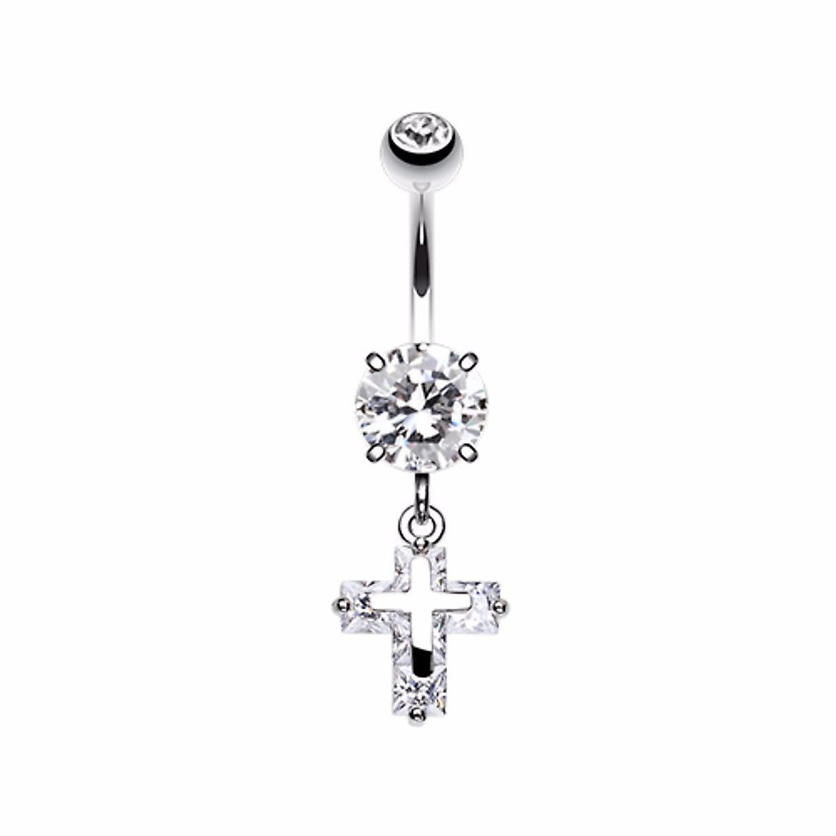 Cross on Cross Sparkle WildKlass Belly Button Ring