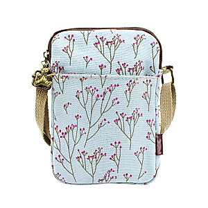 RARITYUS Canvas Small Crossbody Cell Phone Purse Cute Shoulder Bag with Adjustable Strap for Women Blue