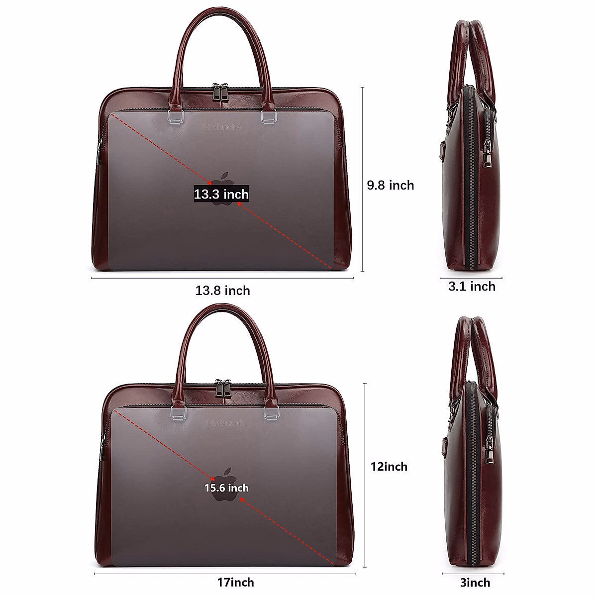 Blofinche Genuine Leather laptop Briefcase: Messenger shoulder bag 15 16 inch men macbook case women work satchel designer handbag