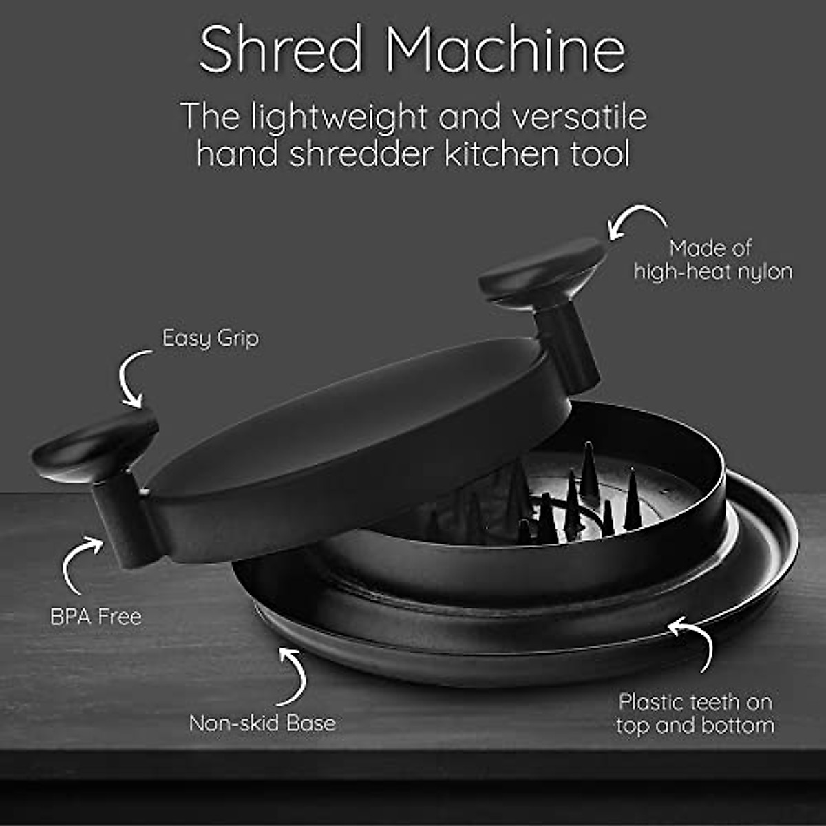 3 PCS Chicken Shredder,Shredder Pro Bowl with Meat Claws,Meat Shredder Tool with Handles,Heat Resistant Bear Claws for Shredding Meat,Meat Shredder,Chicken Tool,Non-Skid Chicken Shredder,black
