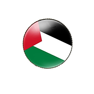 vmcoatdu Round 1 Inch Palestine Flag Pin International Travel Brooch Metal and Glass Revivalism Style Souvenir Badge for Hat Clothes Backpack