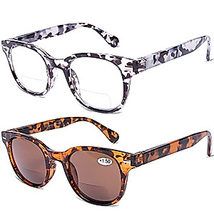 AQWANO Bifocal Reading Glasses UV400 Protection Lightweight Quality Sun Fashion Readers With Clear Top Outdoor Driving Eyeglass for Men Women, 2.0