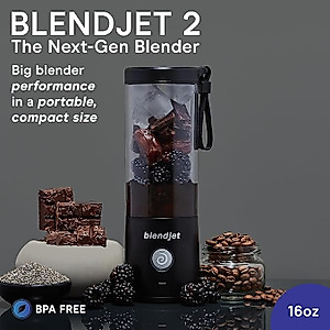 BlendJet 2-Pack Portable Blender for Smoothies & Shakes - 16oz BlendJet 2 Cordless Blender, USB-C Charging & Self Cleaning - Quiet Mini Travel Blender w/Stainless Steel Blade, Black & Mint (Renewed)