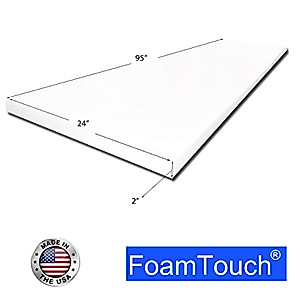 FoamTouch 2x24x95HDF Cushion & Upholstery Foam, 2x24x95, White