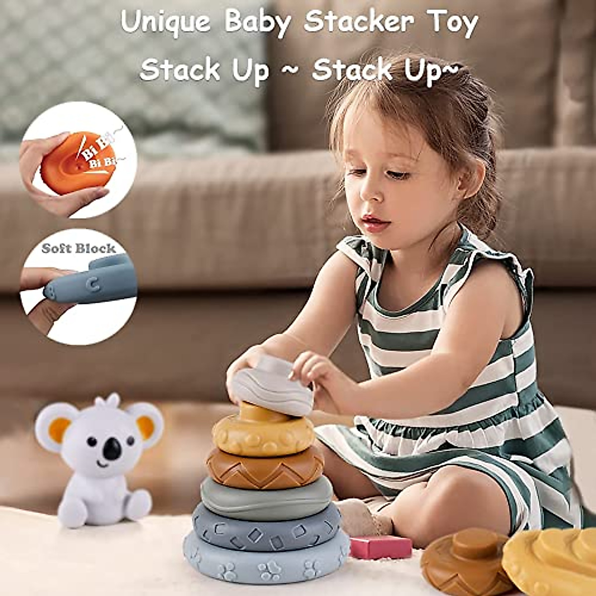ELLECK Montessori Toys for Babies& Baby Toys 6 to 12 Months/ 4 in 1 Soft Baby Toys Bundle/Infant Newborn Toddlers Sensory Toys/Teething Toys for Babies, Learning Toys Baby Gifts