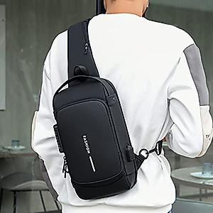 chinatera Anti-Theft Sling Bags for Men Women Crossbody Waterproof Chest Shoulder Bag Daypack Hiking Travel with USB Port