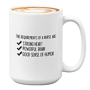 Bubble Hugs Nurse Coffee Mug 15oz White - The Requirements - Labor Clinical Certified Nursing Assistant Surgical Emergency Oncology Practitioner