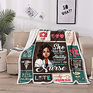 Nurse Gifts Soft Nurse Blanket Microfiber Plush Sherpa Gifts for Women Nurses Girl Warm Cozy Fuzzy Throw Blankets for Couch Bed Room (51'' x59''(130cmx150cm)