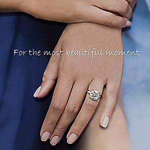 Samie Collection 4 Carat Round Brilliant Simulated Diamond CZ Solitaire Engagement Rings for Women, Classic Wedding Ring, White Gold Finish, Size 6