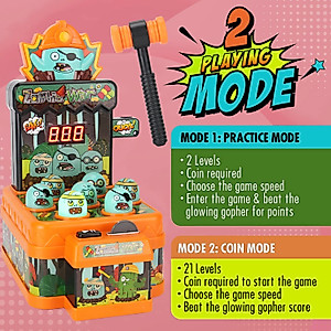 Liberty Imports Zombie Arcade Game Whack Game Mole, Mini Electronic Interactive Hammering & Pounding Toys for Toddler Kids Boys Girls