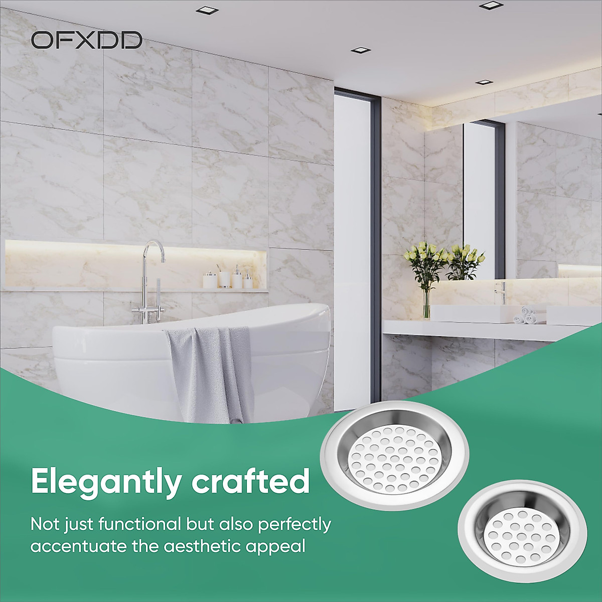 Kitchen Drain Catcher - Bathtub Drain Strainers 2.44 & 2.91 Inches - Tub Drain Hair Catcher - Stainless Steel Sink Strainer from Food Scraps, Hair, 2 Pcs
