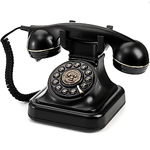 Peohud Retro Landline Telephone, Classic Corded Desk Phone, Vintage Old Fashioned Dial Button Phone with Redial Function for Home Office