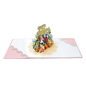 CUTPOPUP Birthday Card Pop Up, Mother's Day, 3D Greeting, Thank You Card (Flowers Birthday)