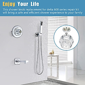 Faucet Handle Replacement for Delta Faucet RP2391 Clear Shower Knob Kit, Single Knob with an Offset Hole Perfect Fit Shower or Tub Sized at 2-1/2" X 2-1/8"