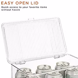 Sorbus Pantry Storage with Lids- Clear Plastic Refrigerator Bins- MultiPurpose & Versatile Stackable Cabinet Organizers- Cosmetics, Office Supplies, Food Organizer- 2 Pack (L,M)