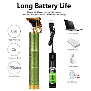 Mens Clipper Cordless Hair Clippers, Razor Electric Professional Beard Trimmer Grooming Shaving Machine Self Hair Cutting Haircut Trimmers Cutter，Green