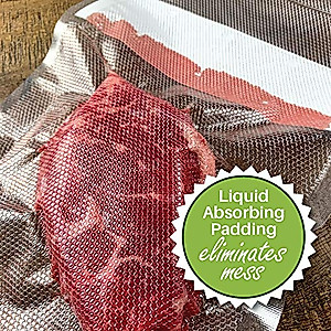 50 - FoodVacBags 11" X 16" Liquid Block Gallon Vacuum Sealer Bags, Moisture Dam Barrier, Absorbent Cellulose Strip