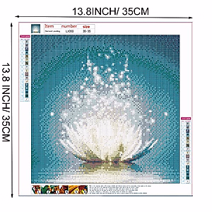 BOHADIY Diamond Painting Kits for Adults Kids Beginner– 5D DIY Round Diamond Number Kits – Crystal Rhinestone Diamond Embroidery Paintings Great for Home, Office, Wall Decor 13.8×13.8 inch Lotus