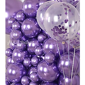 AULE 100Pcs Purple Metallic Balloons Different Sizes 18/12/10/5 inch Chrome Latex Shiny Helium Balloons Party Decoration for Birthday Carnival Wedding Baby Shower Graduation