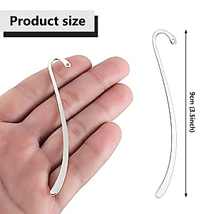 Muzi Hook Bookmark,15 Pcs Silver Plated Smooth Bookmark with Loop Findings Jewelry Making Charms