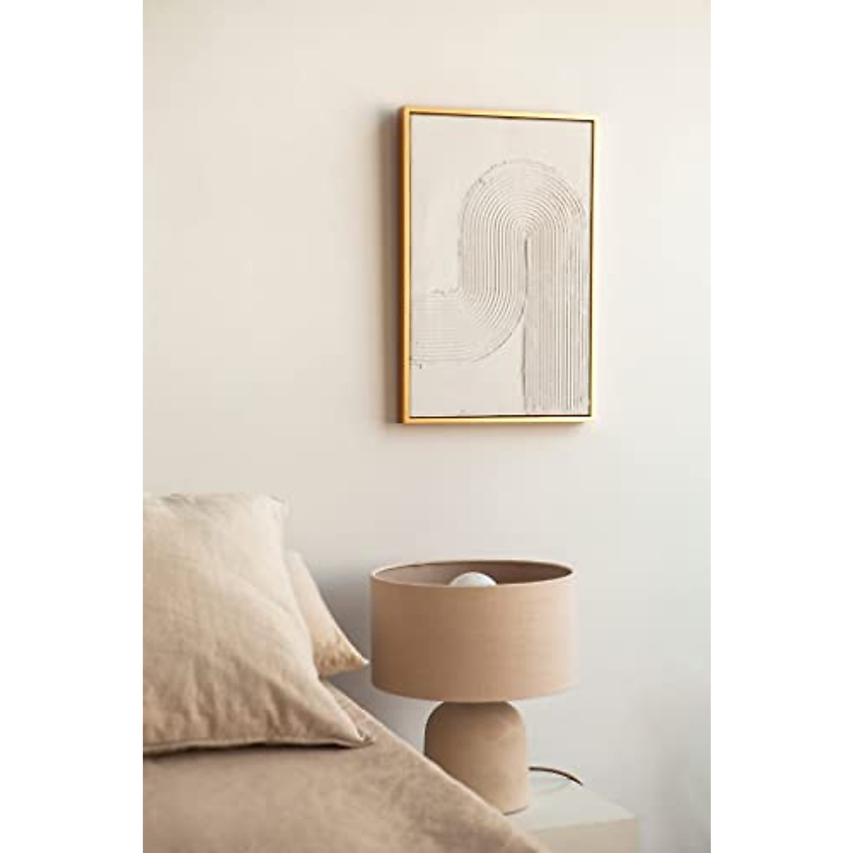 TheNamiCollection Framed plaster wall art - white textured 3D painting with gold frame | Aesthetic wall art decor for the modern, boho home | A white textured arch canvas perfect for any room decor