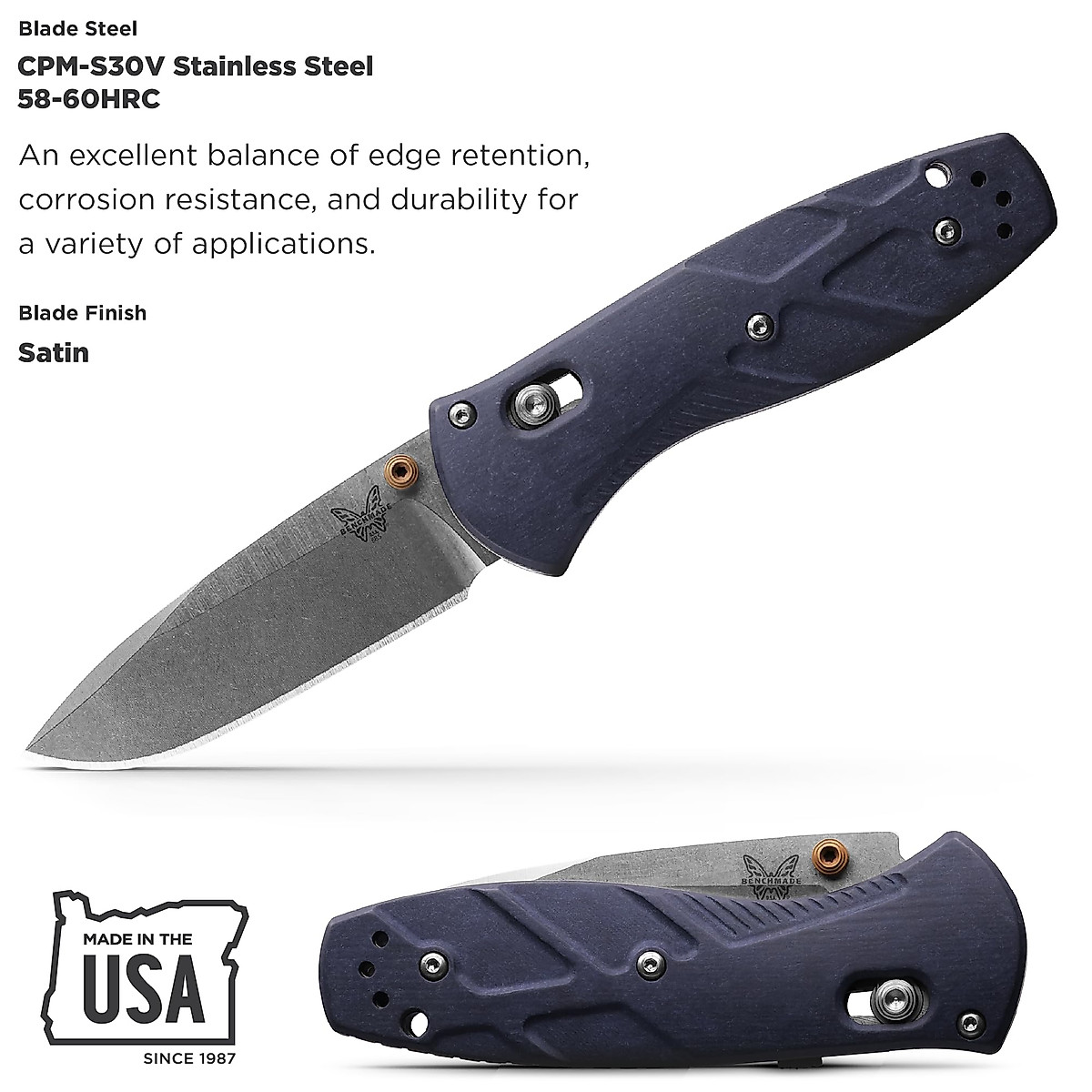 Benchmade - Mini Barrage 585 EDC Knife with Blue Canyon Richlite Handle (585-03)