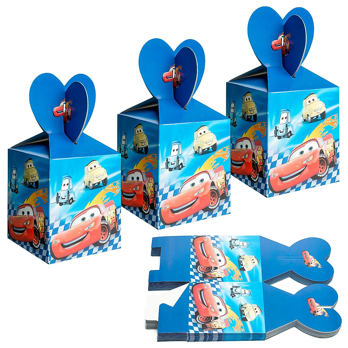 Laputy 18Pcs Race Car Party Favor Goodie Boxes Lighting McQueen Car Candy Treat Boxes Party Supplies Snack Cookie Container Happy Birthday Rewards Bag Baby Shower Themed Party Favors for Boys