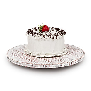 Mind Reader Torched Wood Spinning Lazy Susan, Rustic Farmhouse Rotating Organizer, 13" x 2", Brown