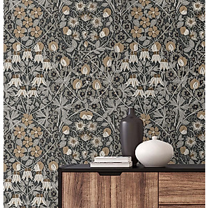 NextWall Tulip Garden Floral Peel and Stick Wallpaper (Wrought Iron & Chamois)