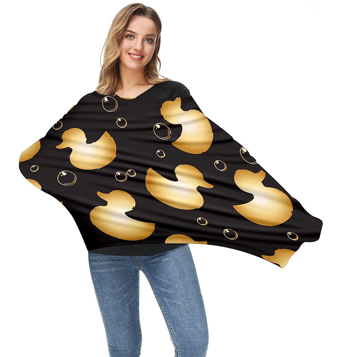 Baby Car Seat Stroller Covers Cute Gold Duck On Black Nursing Cover Breastfeeding Scarf Soft Breathable Stretchy Coverage Carseat Canopy Cover for Boys and Girls Multi Usefor Baby Shower