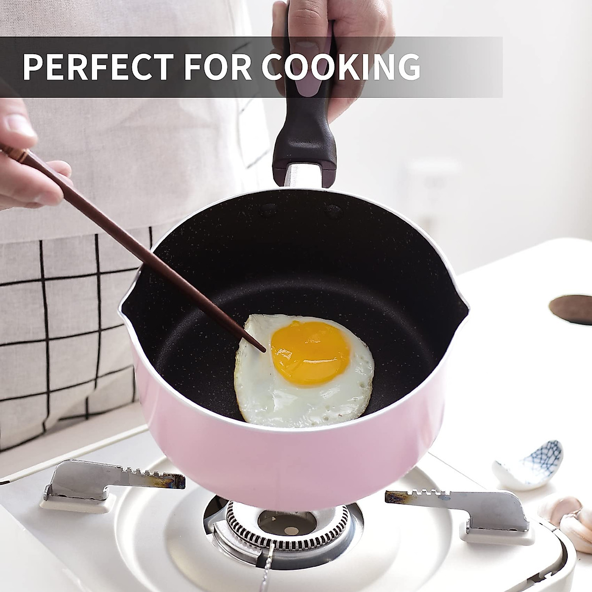 HooJay Nonstick Saucepan Set with Lid, Non Stick 1Qt & 2Qt Sauce Pan Set with Glass Lid Small Pot for Home Kitchen