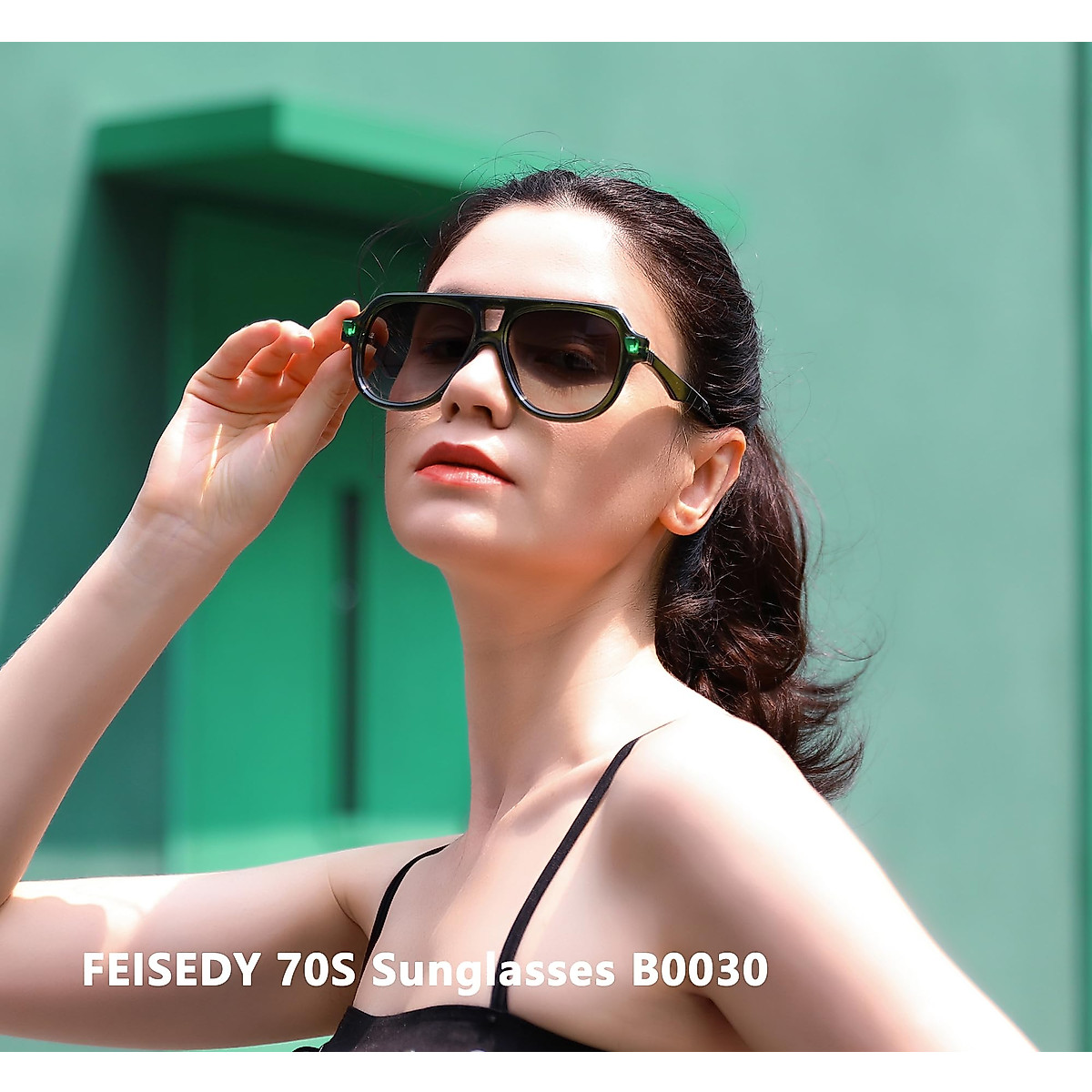 FEISEDY Vintage 70s Aviator Sunglasses Men Women Classic Retro Trendy Large Frame UV400 Sun Glasses B0030