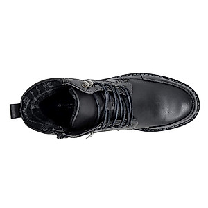 Bruno Marc Men's Engle-01 Black Motorcycle Combat Oxford Boot Fur Lining Warm Zipper Boots Size 11 M US