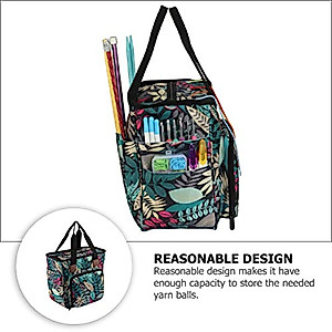 EXCEART Yarn Storage Bag Crochet Organizer Knitting Tote Bag Portable Wool Ball Holder Basket with Cover Inner Divider for Unfinished Projects Crochet Hooks Knitting Needles